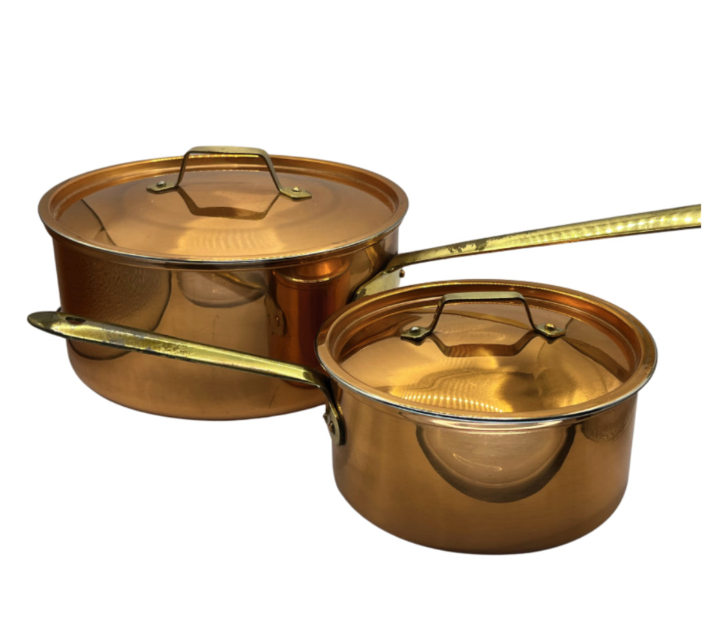 Vintage Copper Cooking Pots with Lids and Brass Handles – Treasures by Gem